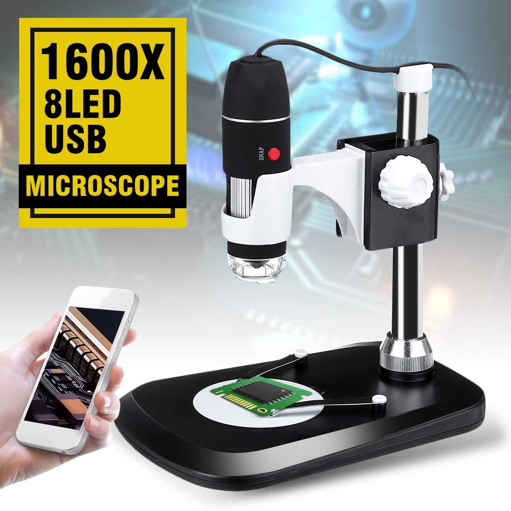 1600X 2MP 8 LED Digital Microscope Professional Micro USB Magnifier ...