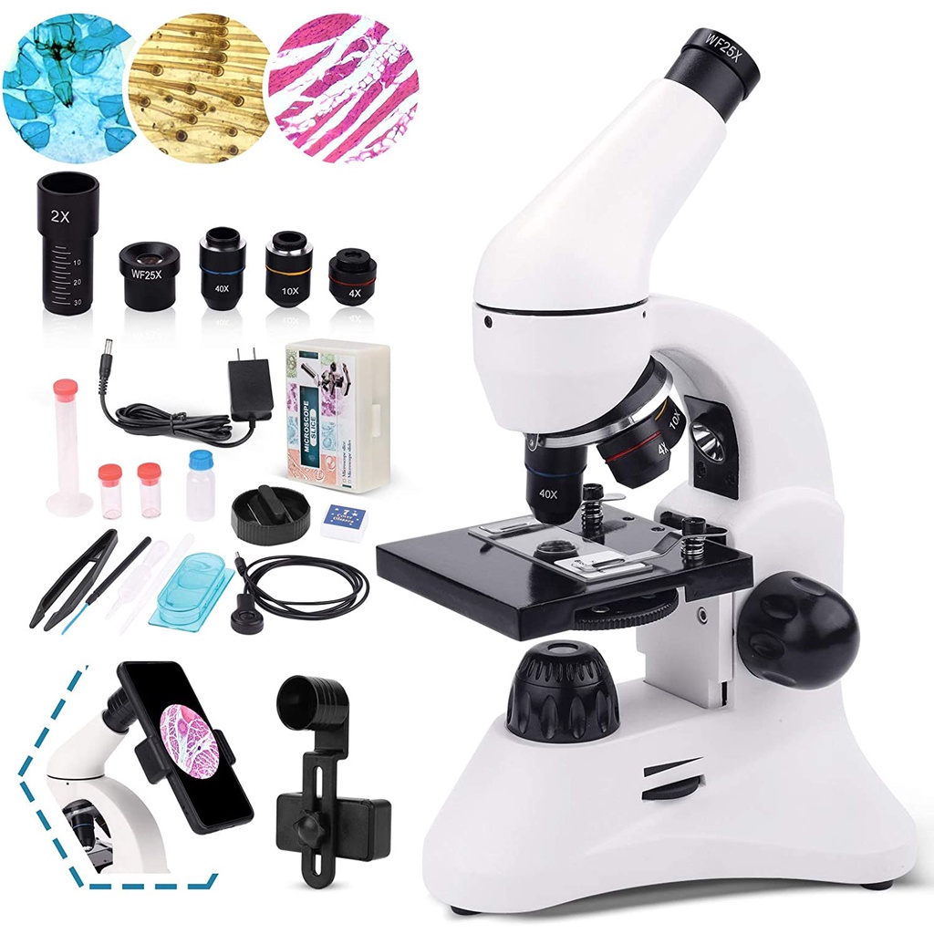 USCAMEL Microscope 100X-2000X for Beginner Kids Adults, Optical Glass ...