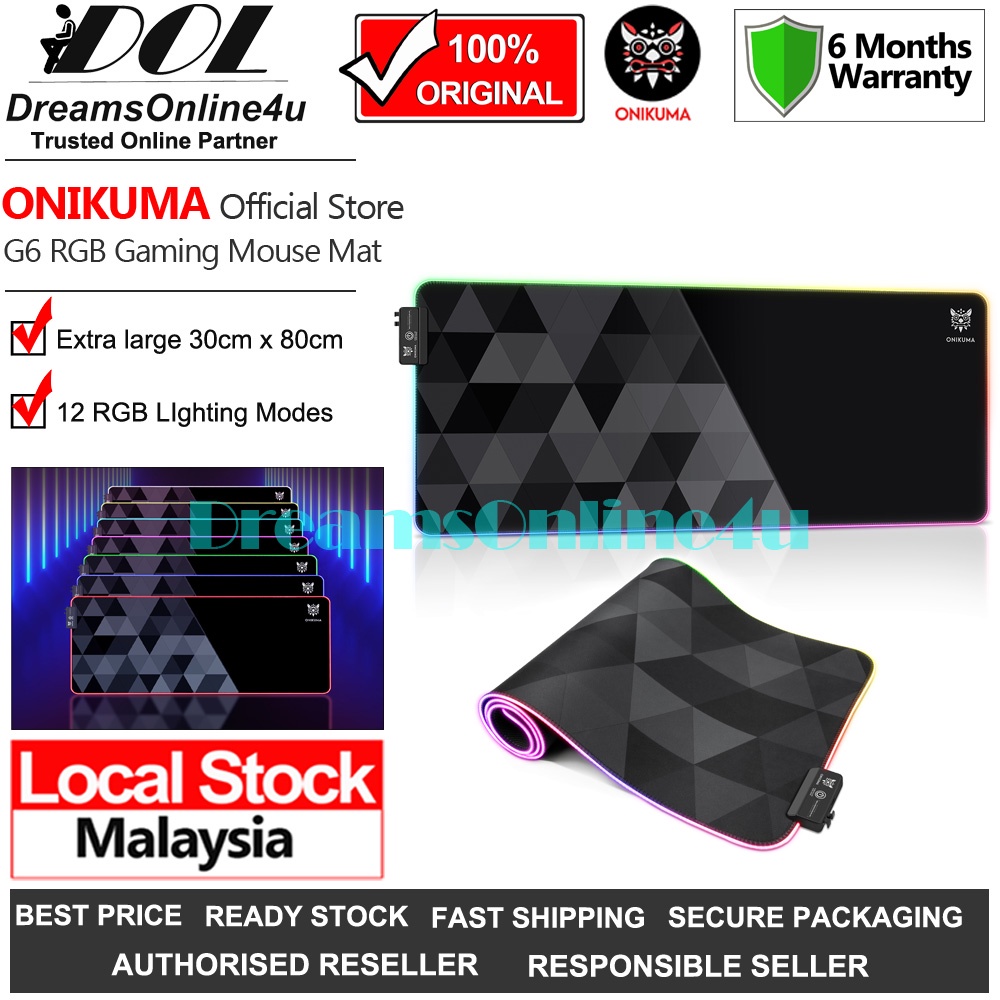 ONIKUMA G6 Chroma RGB Extra Large Roll Up Anti-Slip Professional Gaming Mousepad Mouse Mats 12 ...