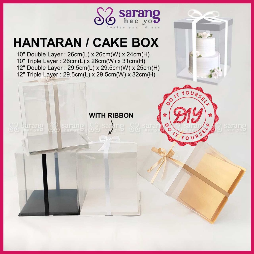 Pvc Transparent Cake Box Kotak Hantaran Flower Box Doorgift Box Kotak ...