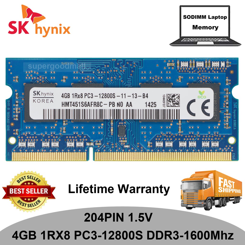 SK Hynix 4GB 8GB 10600S 12800S DDR3L/DDR3-1333Mhz 1600Mhz 204Pin SODIMM Laptop Memory RAM ...