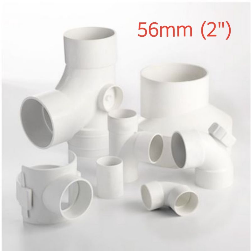 UPVC White Fittings (2") 56mm Tee Socket Elbow End cap PT Socket ...