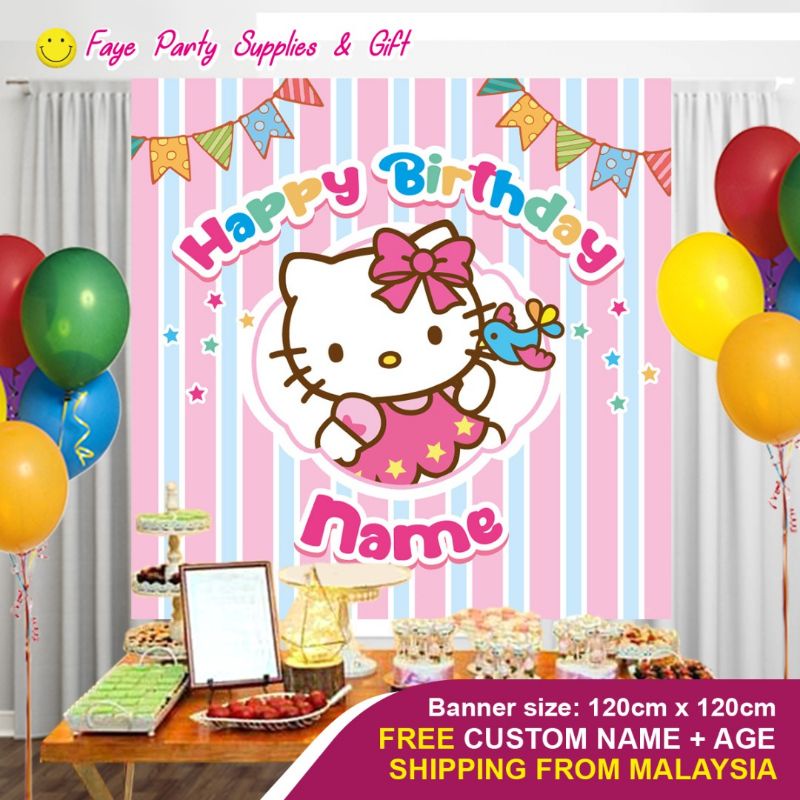 Hello Kitty Theme Banner DiY Birthday Party Deco | Shopee Malaysia