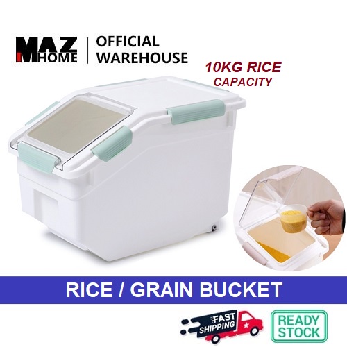 Moisture-Proof Rice Grain Storage Bucket Rice Container Dispenser Dapur ...