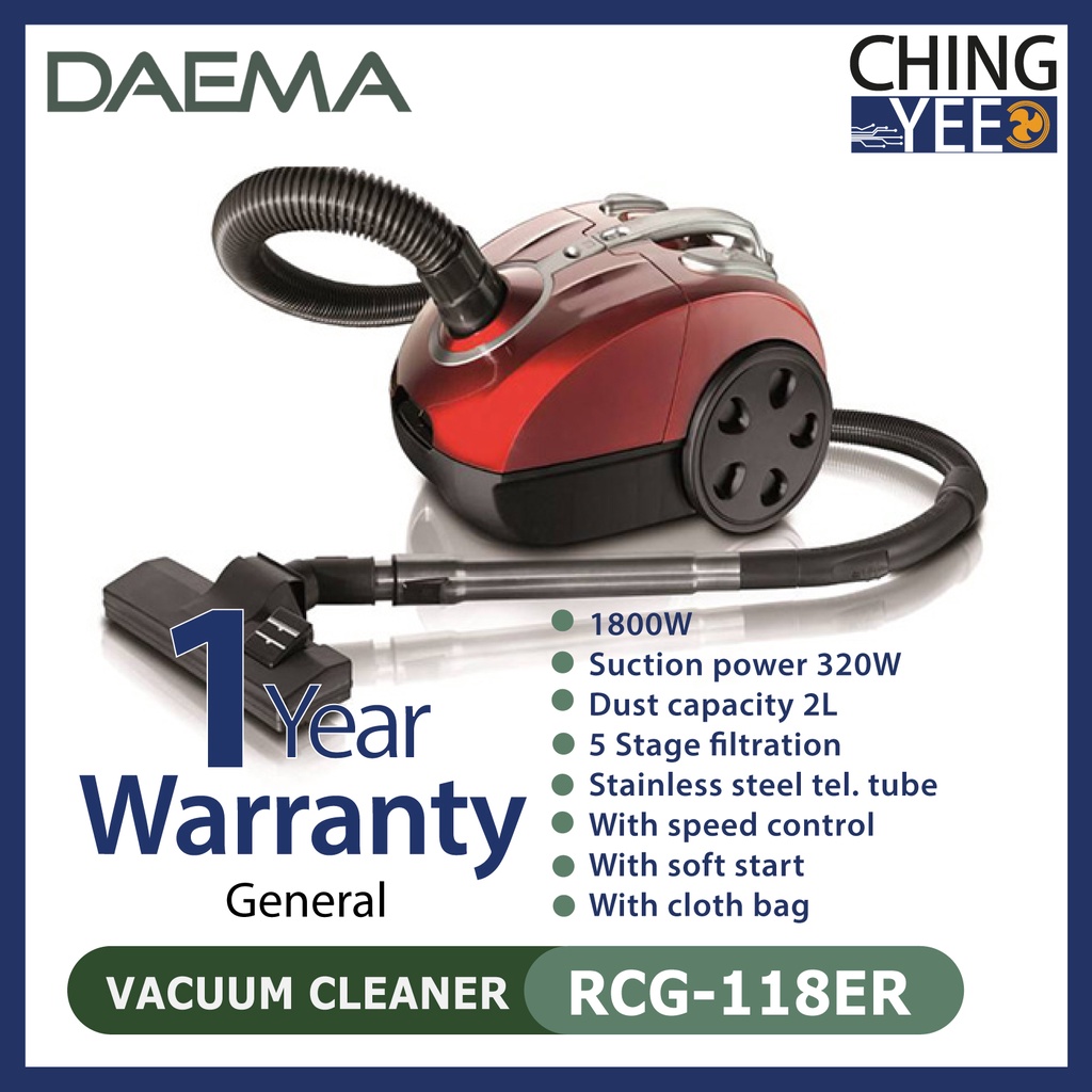 DAEMA Bagged Vacuum Cleaner RCG-118ER with 2.0L Dust Capacity with ...
