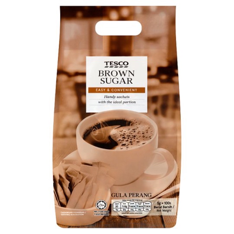 Tesco Lotus’s Brown Sugar Gula Perang Sachet Paket 5g X 100’s | Shopee ...