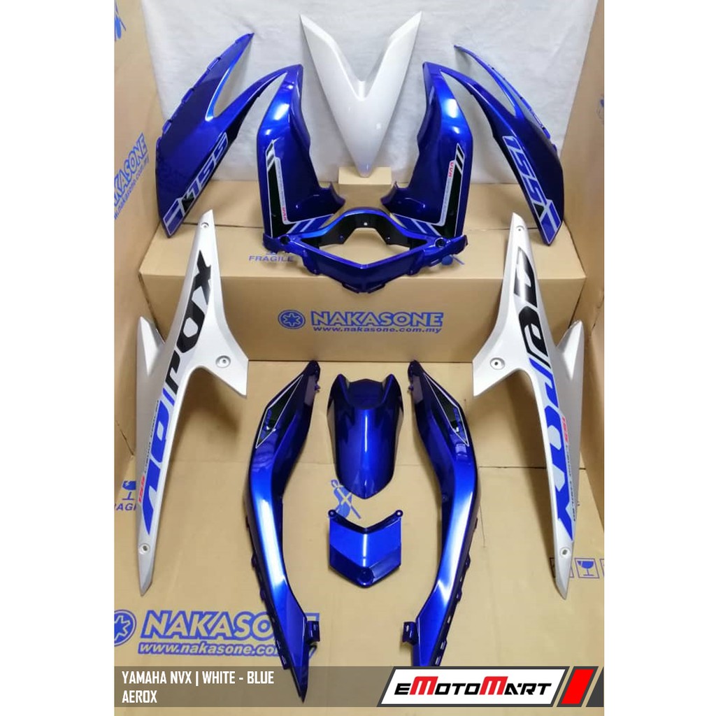YAMAHA NVX155 V1 NVX V1 COVER SET AEROX BLUE SILVER #TANAM STICKER ...