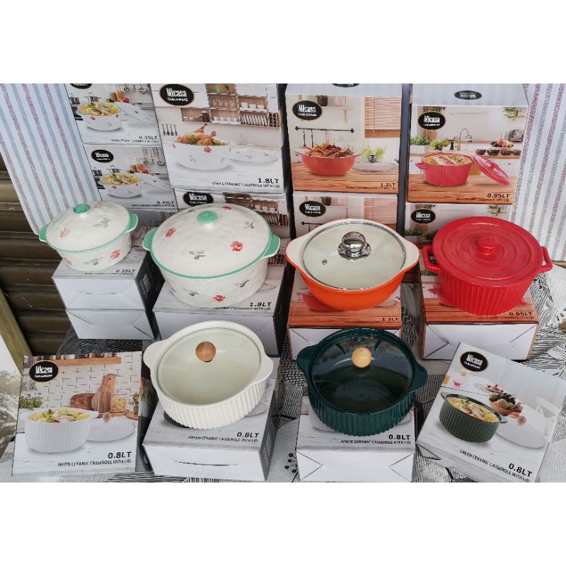 Micasa Ceramic Casserole with Lid 0.35L~1.8L /Periuk ceramic | Shopee ...