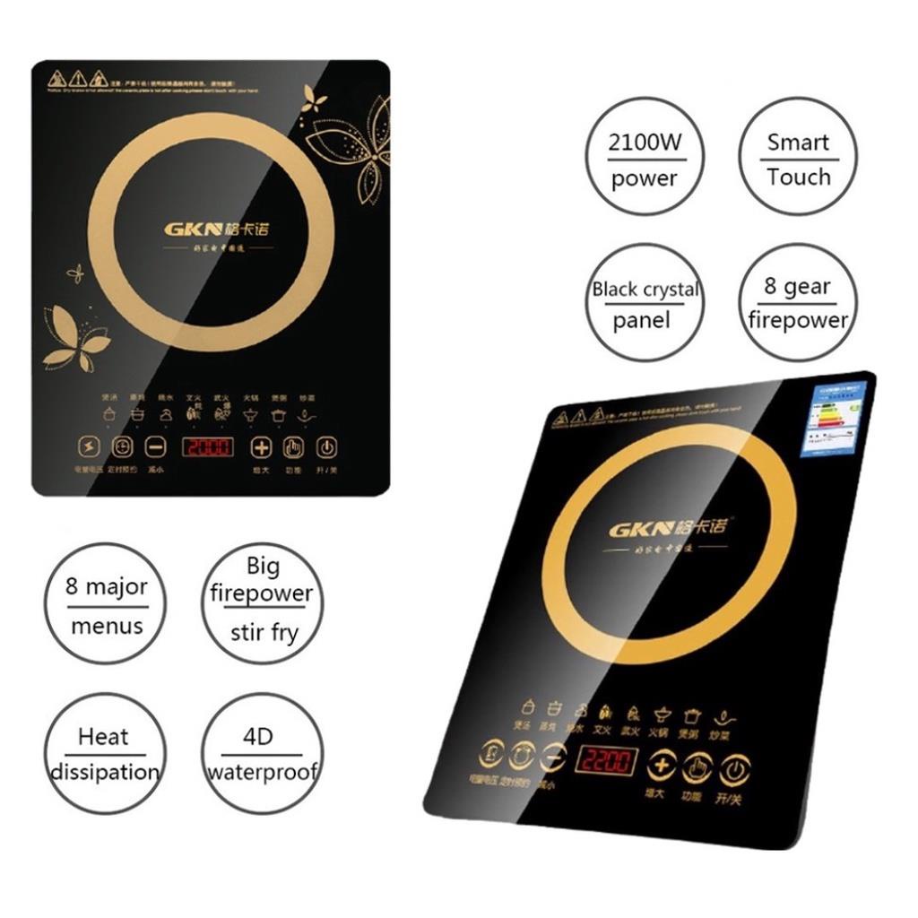 Touch Screen Electric Induction Cooker 2200W Waterproof Black Crystal ...