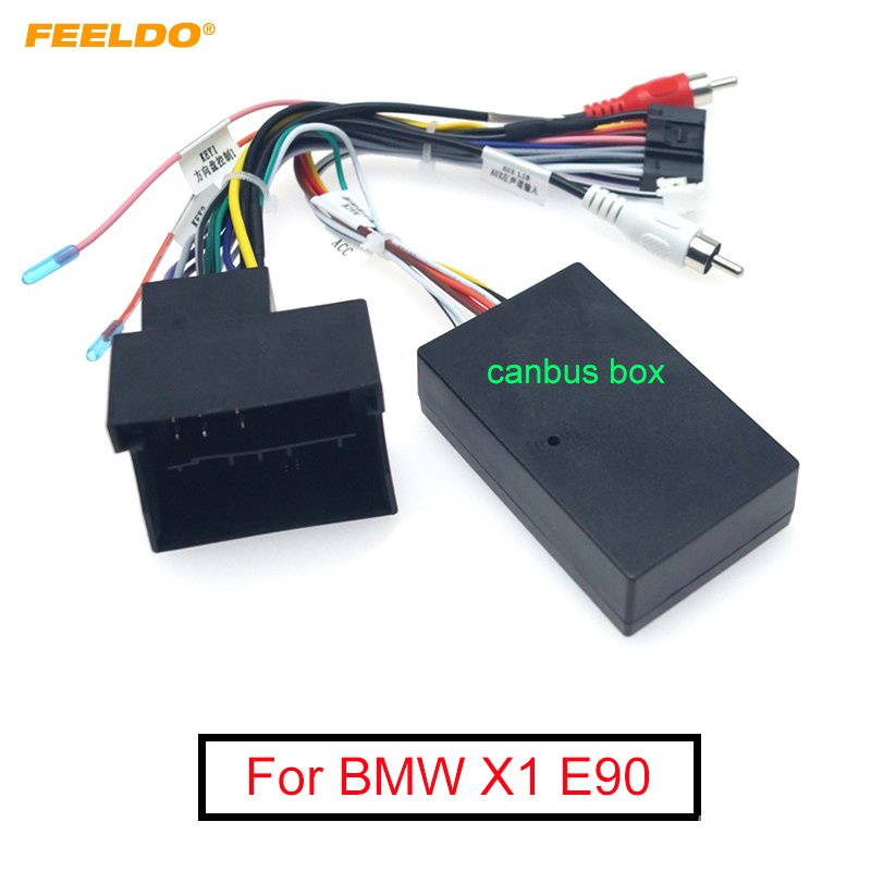 FEELDO Car Stereo Audio 16PIN Android Power Cable Adapter With Canbus Box For BMW X1 E90 Power ...