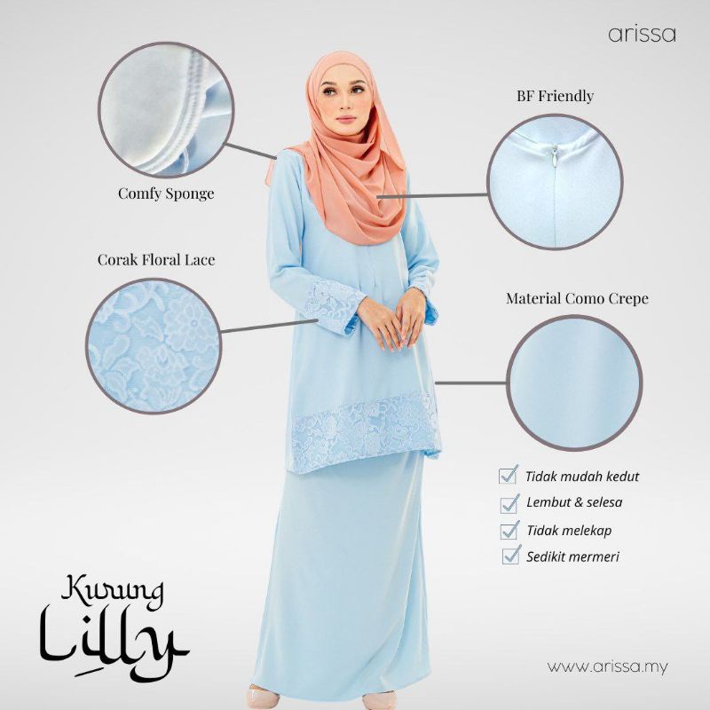 [S-5XL] BAJU KURUNG MODEN LACE Lily (Arissa) BAJU KURUNG PLUSSIZE SET SEDONDON READY STOCK ...