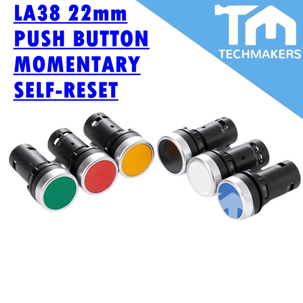 LA38 22mm Push Button Momentary Self-Rest Electrical LA38-11J Switch ...