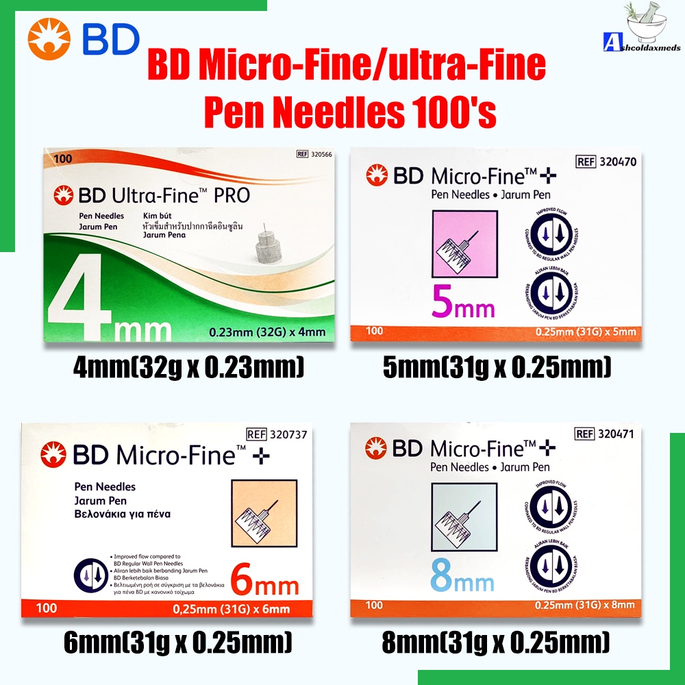 (BOX) BD Micro-Fine/ultra-Fine Pen Needles 100's/Unifine 4mm (Untuk ...