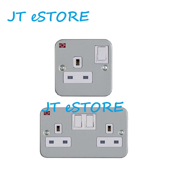 [JT eSTORE] UMS Metal Clad Switched Socket Outlet 13A ( 1 Gang / 2 Gang ...