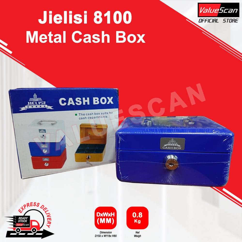 Jielisi 8100 Metal Cash Box with Lock /Kotak Besi Kunci | Shopee Malaysia