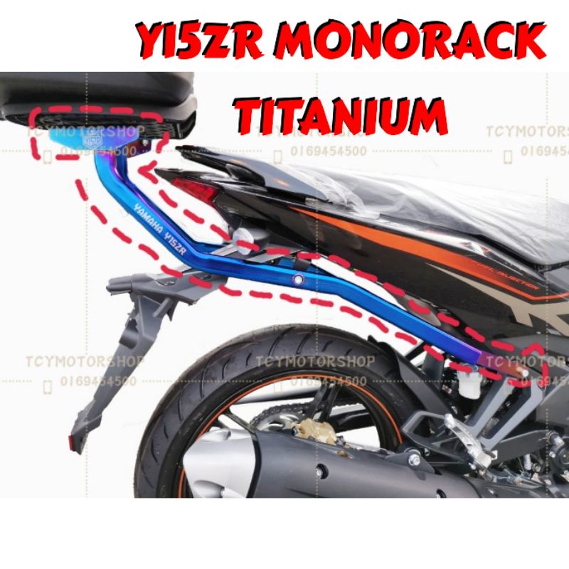 Y15ZR MONORACK J TAPAK BRACKET TONG KOTAK BELAKANG TITANIUM | Shopee ...