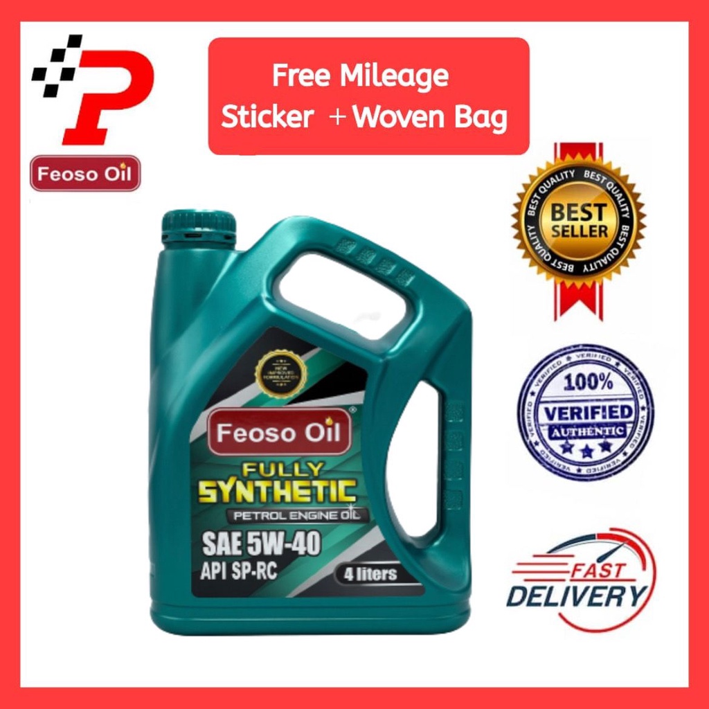 FEOSO OIL - 1X4L PETROL ENGINE OIL SAE 5W-40 API SP-RC (FULLY SYNTHETIC ...