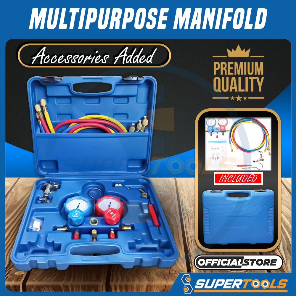 SuperTools Manifold Gauge Set R134a R22 R404a R12 Refrigerant Gas Meter Car Air Cond Home ...