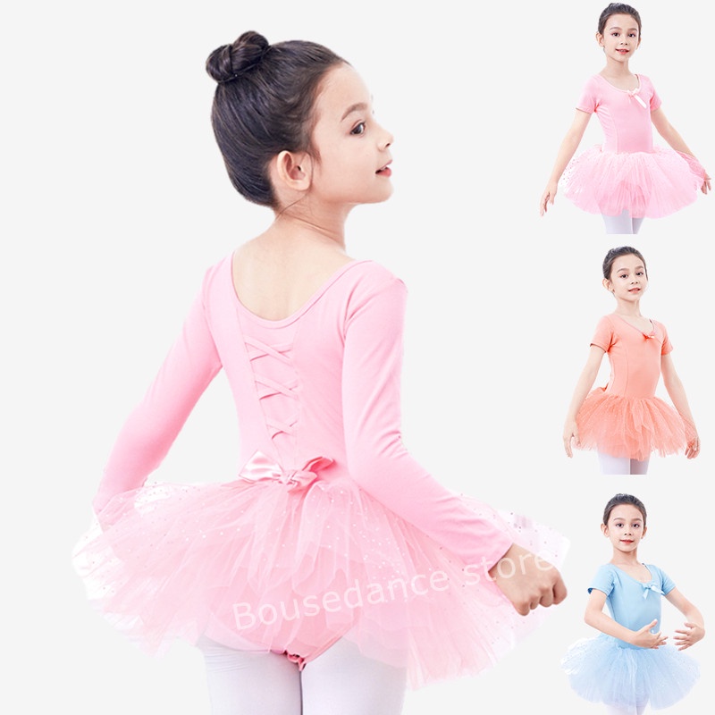 Girls Ballet Leotards Tutu Dress Pink Dance Leotards Kids Bowknot ...