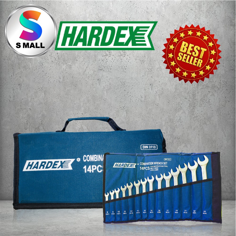 HARDEX 14PCS CRV Chrome Vanadium Combination Spanner Wrench Set 8-24mm ...