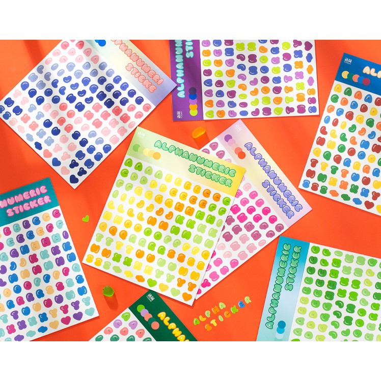 MEME MOMO Bubbly 3D Alphabet Number Sticker Colorful Alphabet Sticker ...
