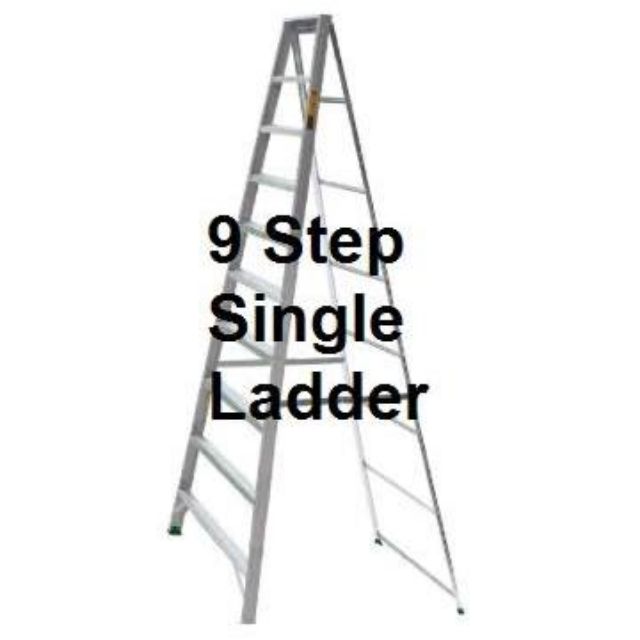 [HIGH DUTY] 9 steps aluminium single sided ladder / tangga 9 step ...
