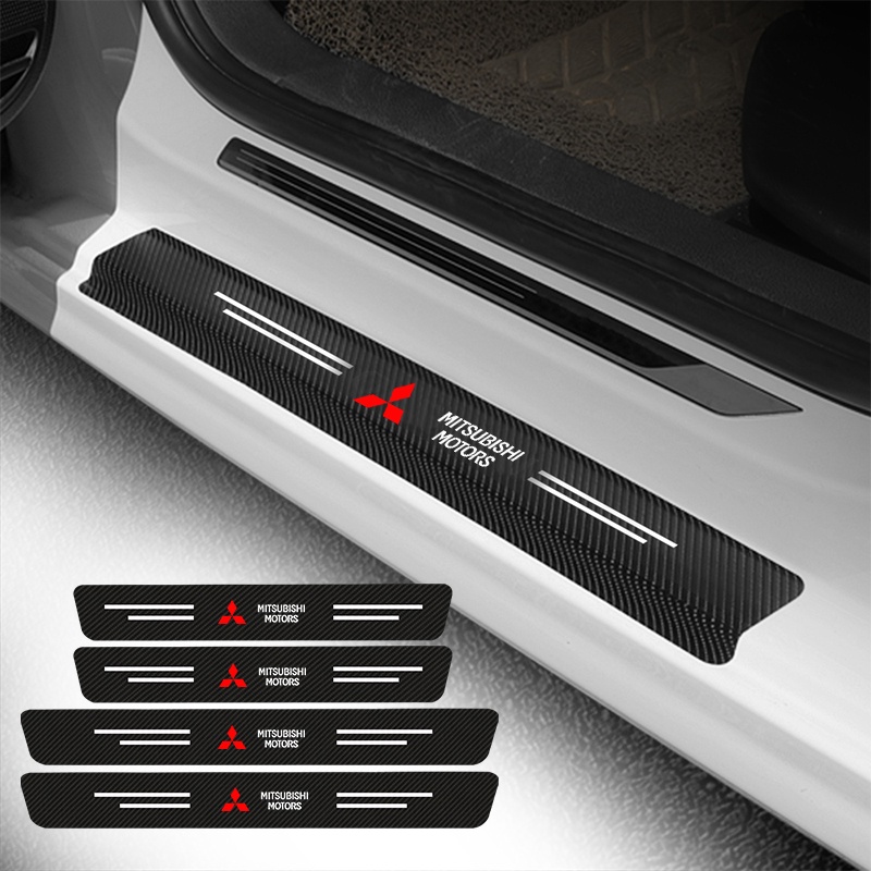 4pcs/set Car Anti-stepping Stickers Carbon Fiber Leather Welcome Sill ...