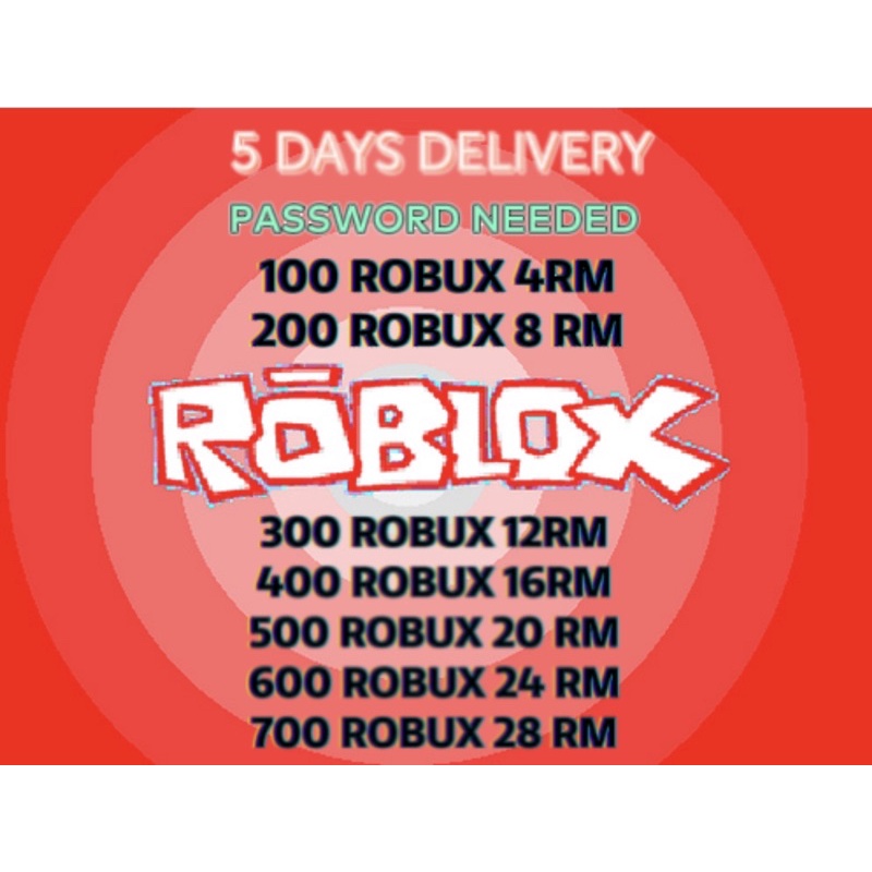🌟5 days🌟Murah 100-700 Robux Roblox for Sale 💥Password Needed💥 | Shopee ...