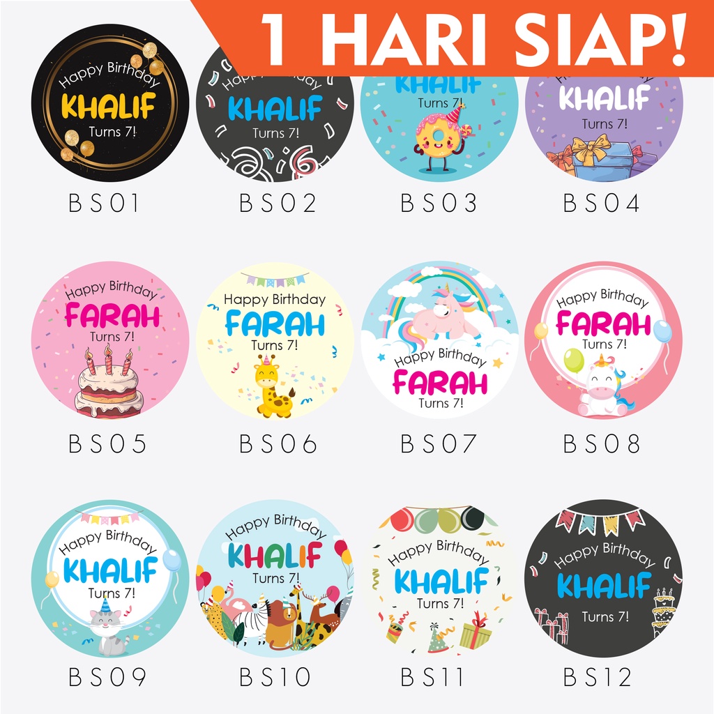STICKER LABEL DOORGIFT BIRTHDAY | 4CM - 100PCS | 1 HARI SIAP! | Shopee ...
