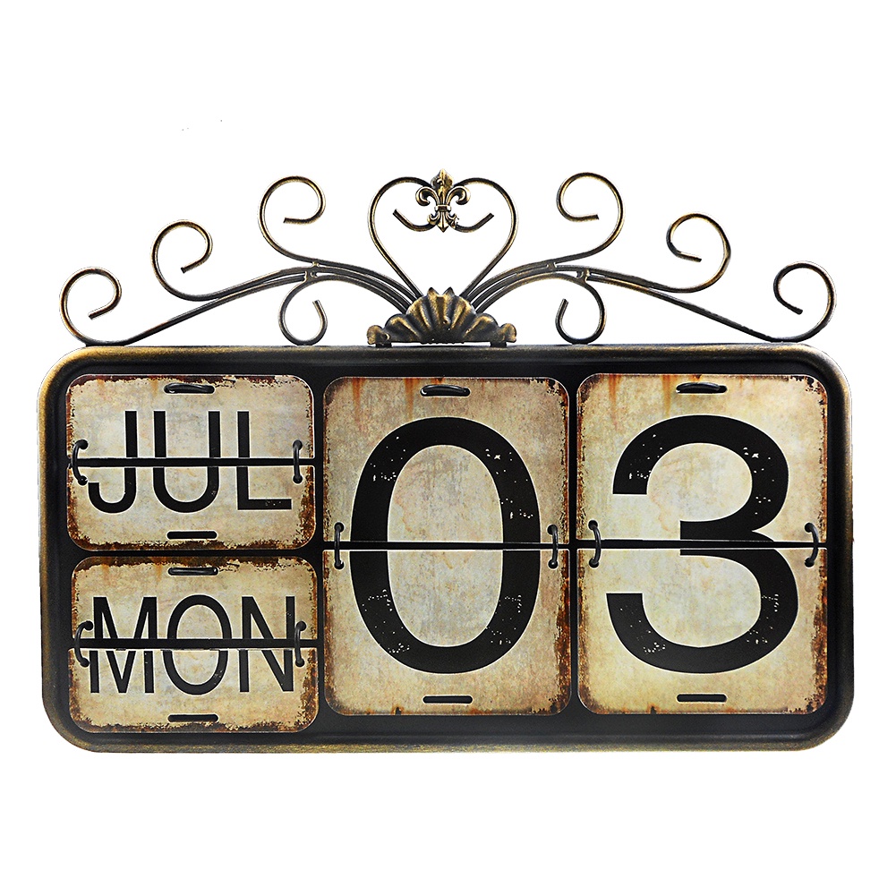 Flip Calendar Metal Calendar Perpetual Permanent Calendar Wall Hanging ...