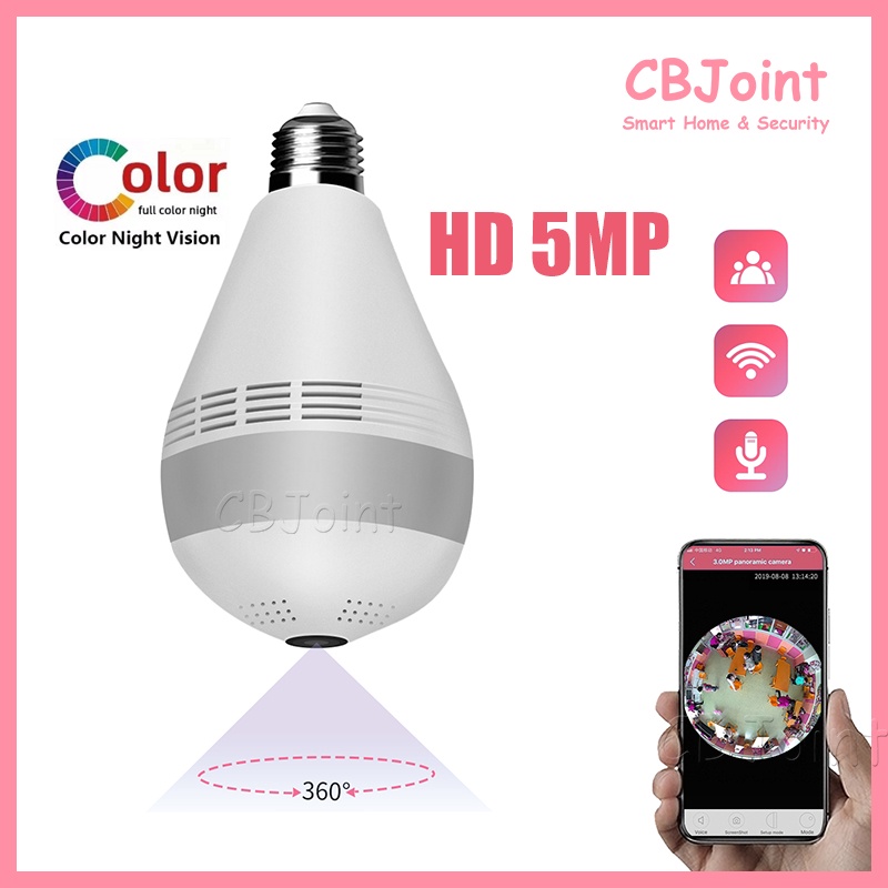 V380 Pro CCTV Wireless CCTV Bulb CCTV WIFI CCTV Fish eye Camera Bulb Camera Lampu CCTV 360 ...