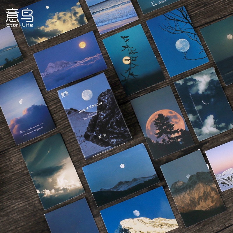Sticker boxed sticker Dream Moon series ins wind hand account collage ...