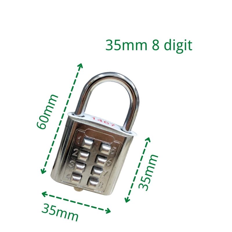 Combination Padlock 35MM 8 digit / 10 digit 40mm preset password ...