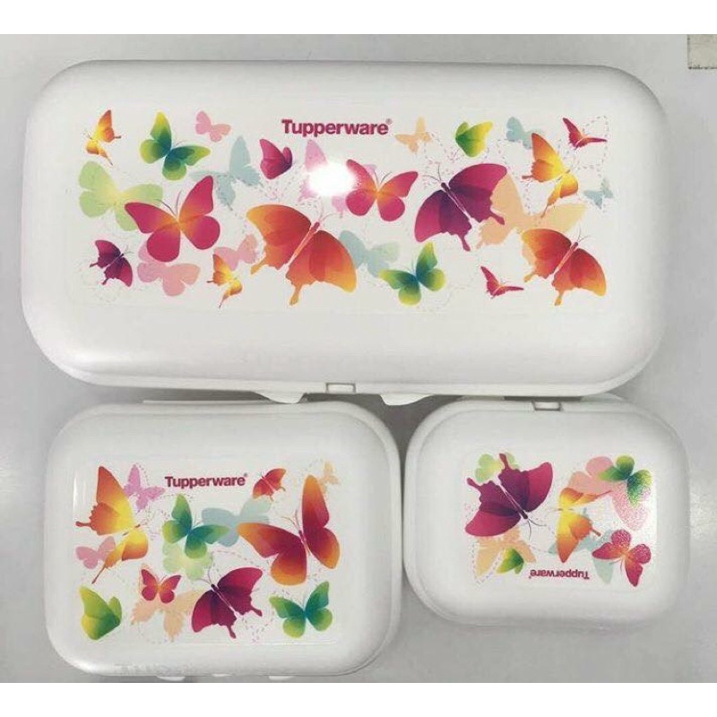 Tupperware White Butterfly Collection Oyster Set 3 unit small medium ...
