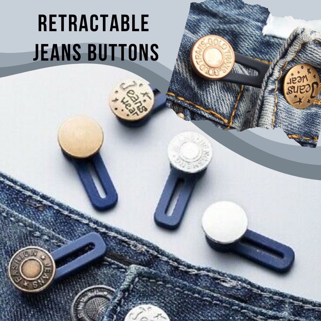 🌟READYSTOCK🌟NO SEW Retractable Jeans Metal Buttons Nailless Adjust ...