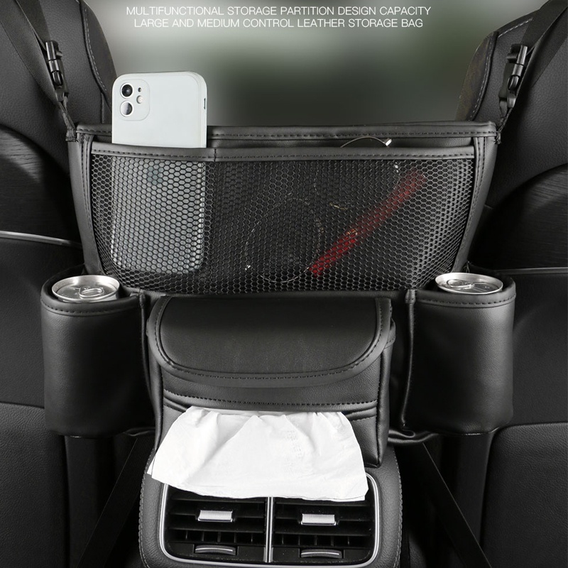 Car Center Console Storage Bag Armrest Box Tissue Cup Holder ...