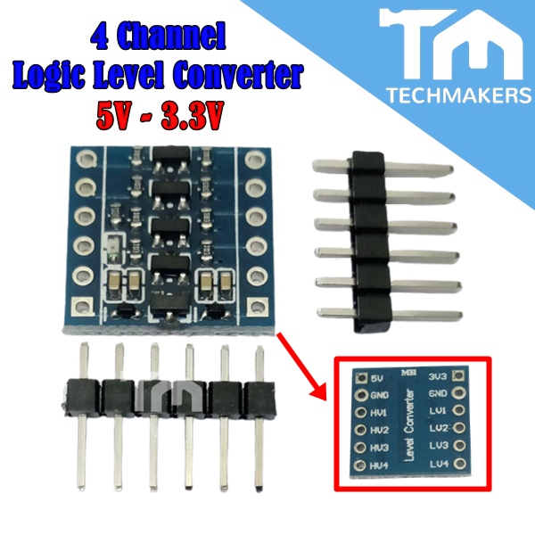 4 Channel Logic Level Converter Bi-directional Module 5V - 3.3V ...