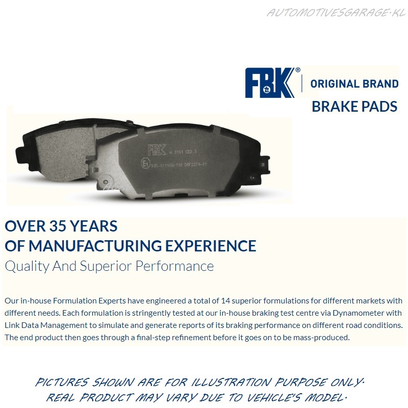 FBK - FRONT BRAKE PADS - FD2824S - TOYOTA ESTIMA 2ND GEN ACR30 2.4CC ...