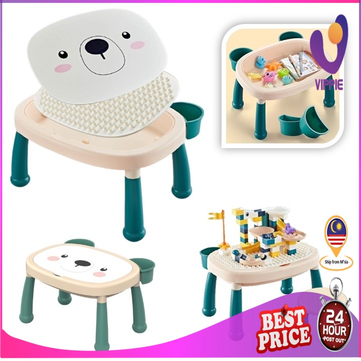 VIPPIE Multifunction Building Block Table Learning Desk Building Blocks ...