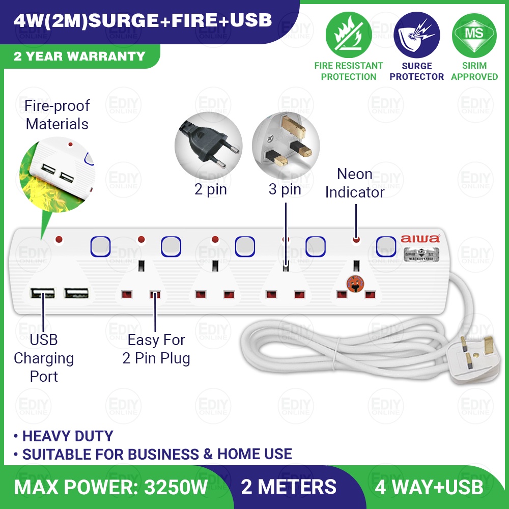 USB 3 WAY ADAPTOR ADAPTER ADAPORT TRAILING TRAVEL TRAVELLER NEON MULTI ...