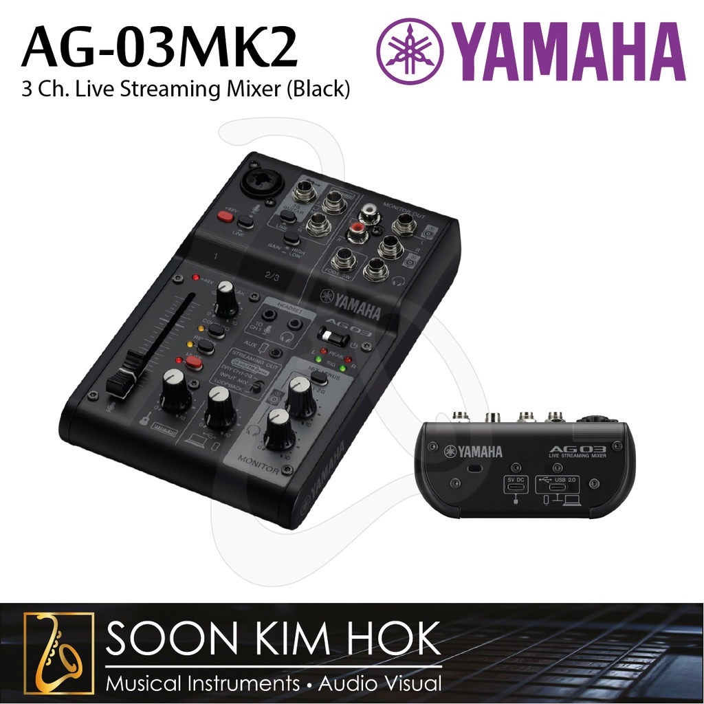 YAMAHA AG-03 MK2 3 Ch. Live Streaming Mixer (Black) (AG03MK2) | Shopee Malaysia