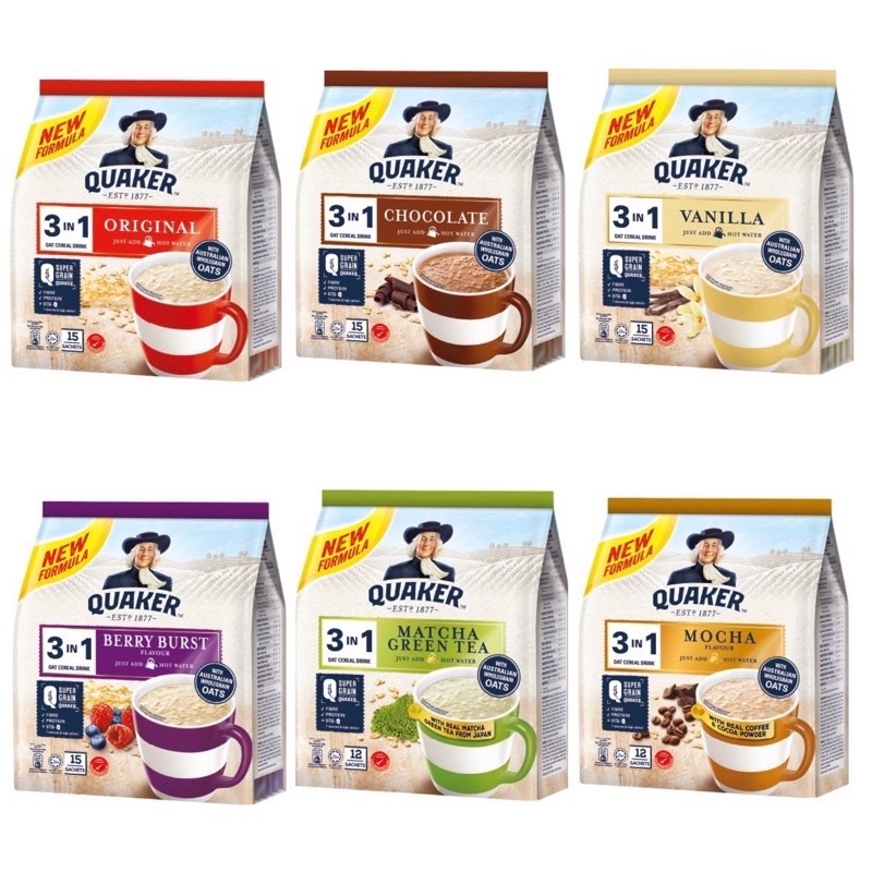QUAKER 3 in 1 Oat Cereal Drink - (30g x 15's) | Shopee Malaysia