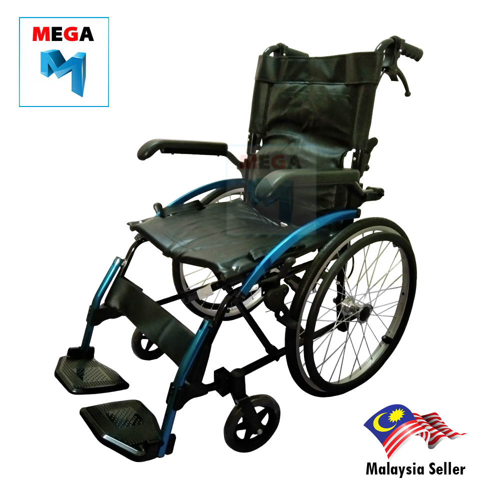 Lightweight Wheelchair 11kg-Blue(Flip Up Arm Rest, PVC Seat) | Shopee ...