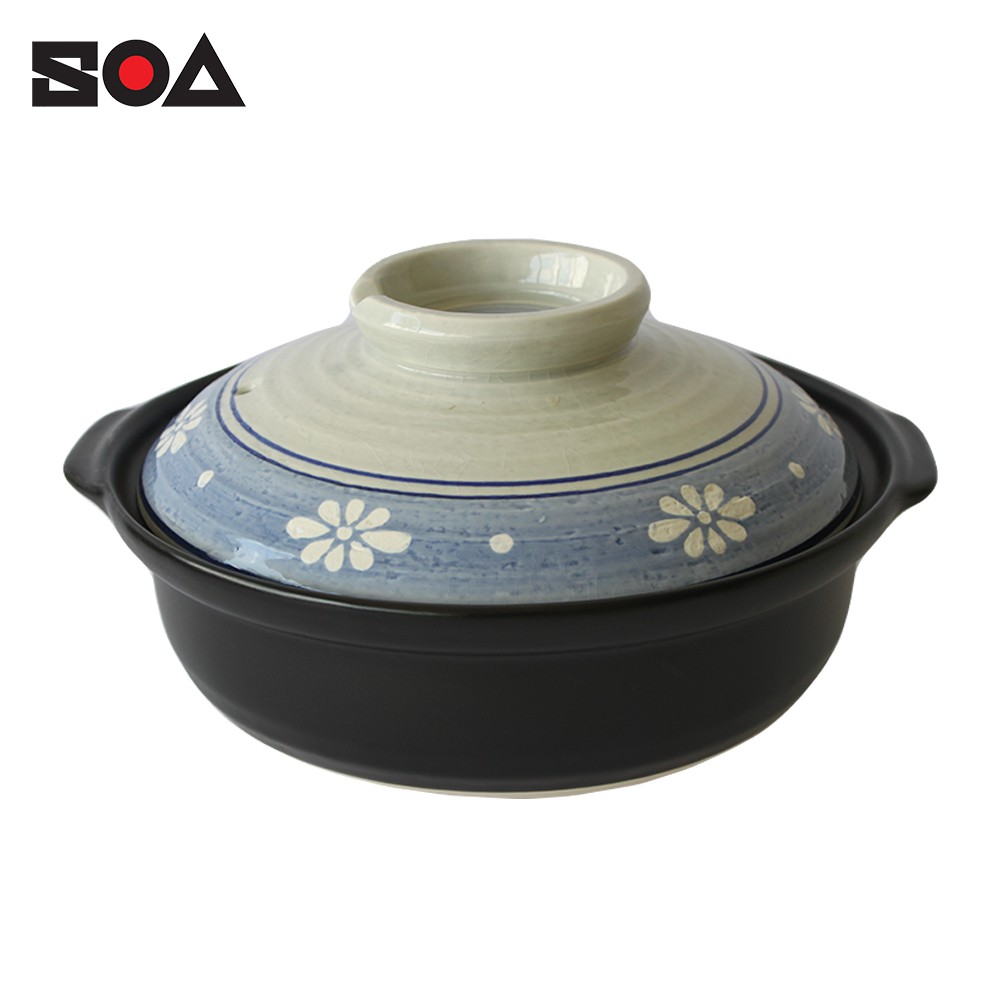 SOA Sand Casserole KAMON BLUE Japanese Ceramic Pots Claypot Nabe ...