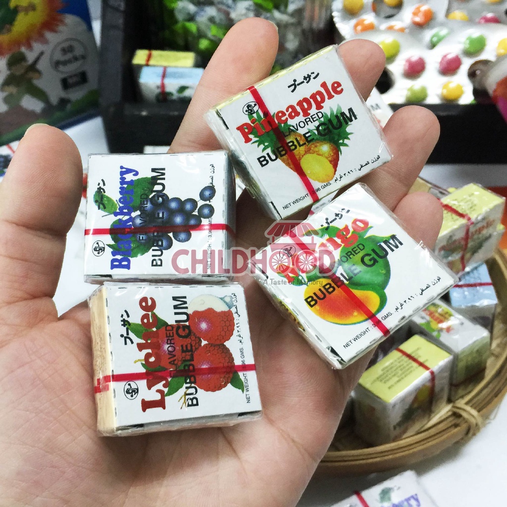 Childhood Snack ️ Pusan Fruit Bubble Gum / Snacks Food/ Gummy Sour Candy/Jajan /Gula gula ...