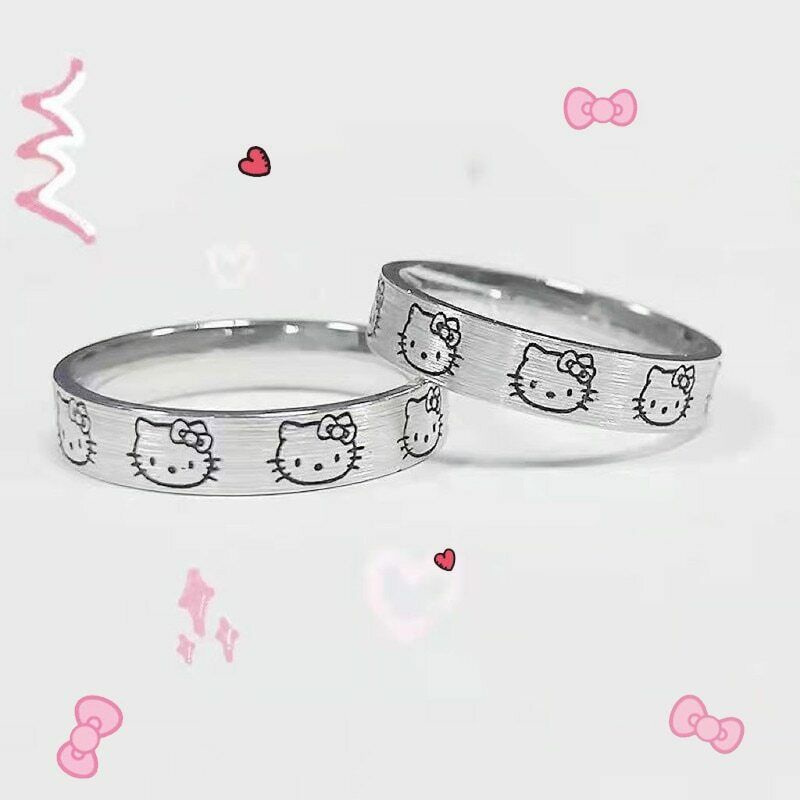 Sanrio Kulomi Hello Kitty Couple Ring Cartoon Expression Custom ...