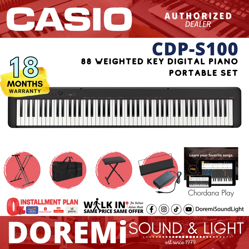 Casio CDP-S100 88 Keys Digital Piano Keyboard Musician Pack ( CDPS100 ...