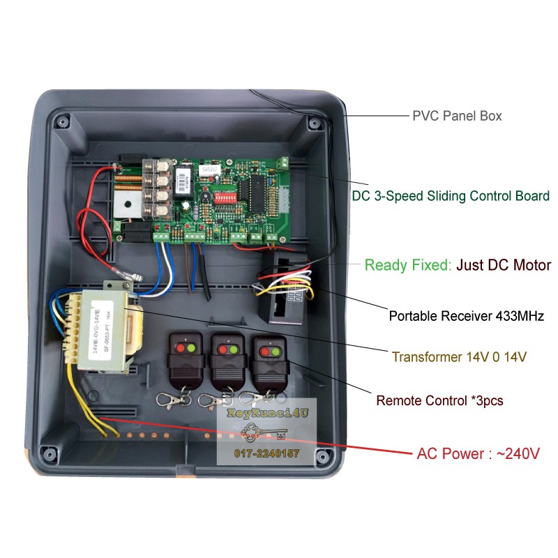Sliding Autogate Control Box DC Motor Panel Boxset with Transformer ...