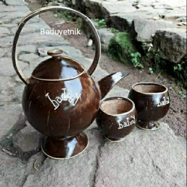 Teapot And Glass From baduy Craft Coconut Shell | Shopee Malaysia