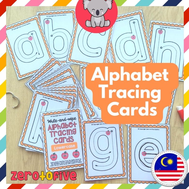 Tracing Alphabet Book Flash Cards Kad Imbas Buku Latihan Belajar ...
